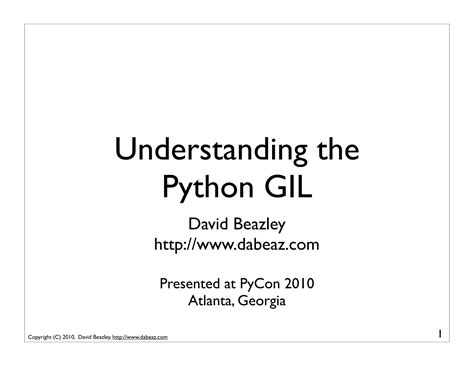 understanding the python gil ppt
