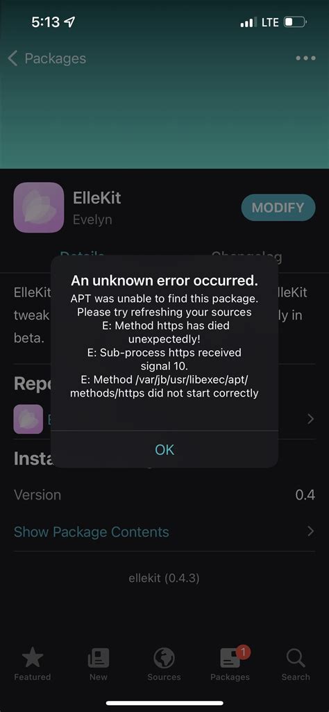Help Keep Getting This Error On Fugu 15 Max When Downloading Or Updating Tweaks Rjailbreak