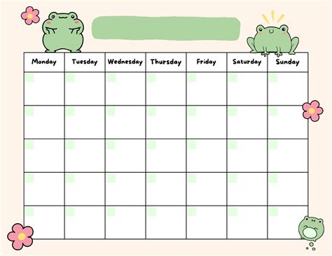 Template Free Printable Cute Blank Calendar Free Templates