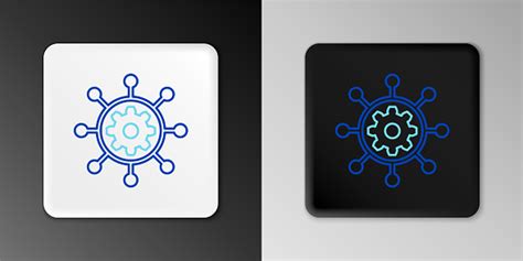 회색 배경에서 격리된 라인 프로젝트 관리 아이콘입니다 허브 와 스포크 와 기어 솔리드 아이콘 다채로운 개요 개념 벡터 휠 캡에 대한 스톡 벡터 아트 및 기타 이미지 Istock