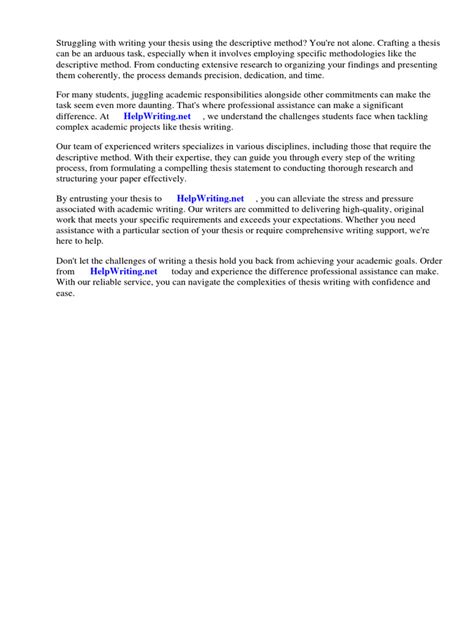 Example Of Thesis Using Descriptive Method Pdf Methodology Essays