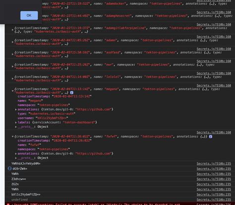 Secret Creation Results In Error Notification Issue Tektoncd Dashboard GitHub