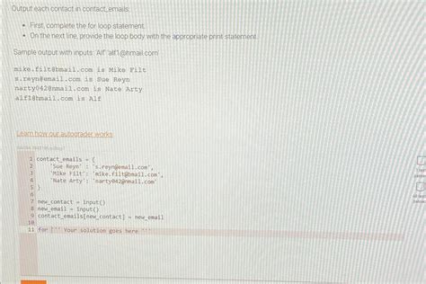 solved output each contact in contact emails first complete