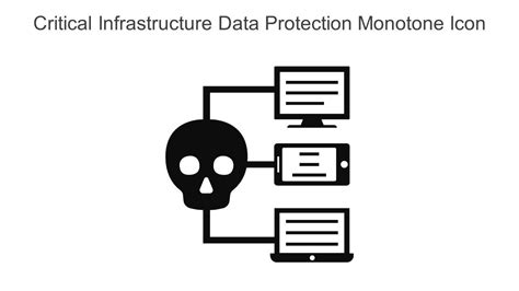 Critical Infrastructure Data Protection Monotone Icon In Powerpoint Pptx Png And Editable Eps