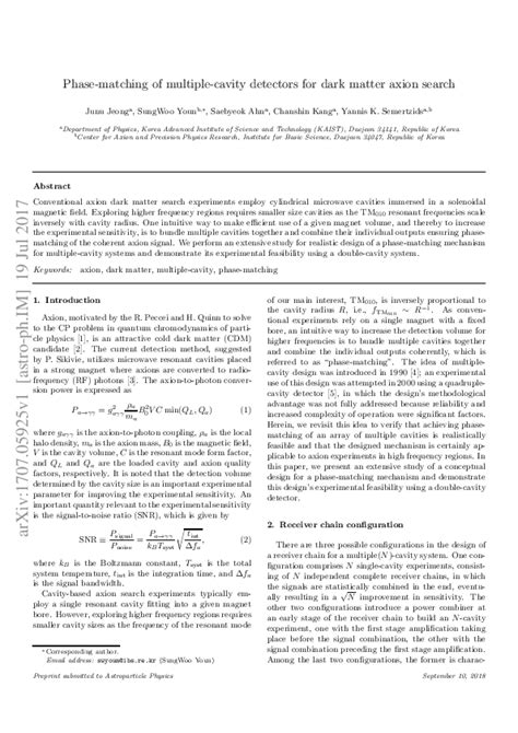 Pdf Phase Matching In Multi Cavity Axion Detectors