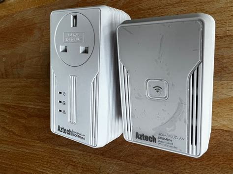 Aztech Homeplug Av 500mbps Ac Pass Thru Ethernet Adapter And Dual Band Wi Fi Extender Twin Pack