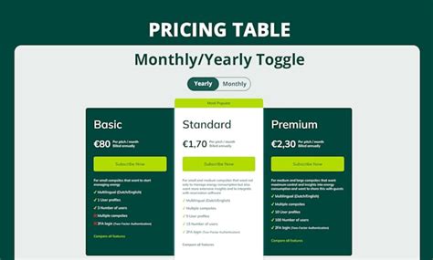 Create A Html Pricing Table With Monthly Yearly Toggle By Weboctopus