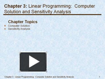 PPT Chapter 3 Linear Programming Computer Solution And Sensitivity