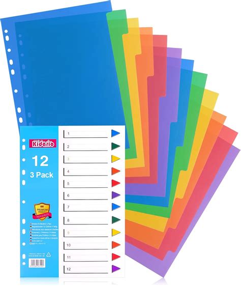 File Dividers A4 12 Part Folder Dividers 3 Pack Pre Punched Leverl Arch Folder In Assorted