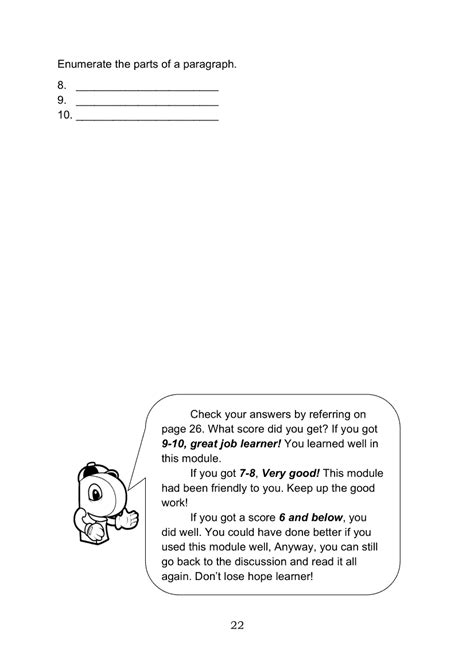 English 4 Module 1 Unity Within Recognizing The Parts Of A Simple Paragraph Grade 4 Modules