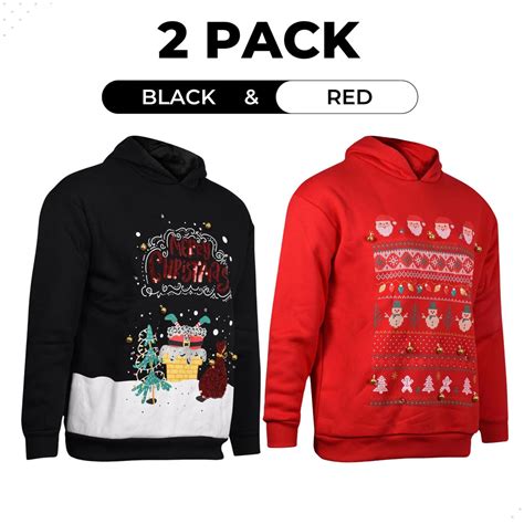 2 Pack 3d Led Christmas Hoodies 5poundstuff