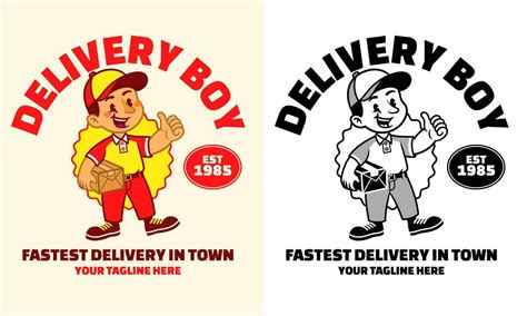 Delivery Boy Mascot Logo In Retro Style 59179214 Vector Art At Vecteezy