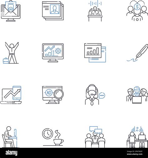 Functioning Organization Line Icons Collection Efficiency