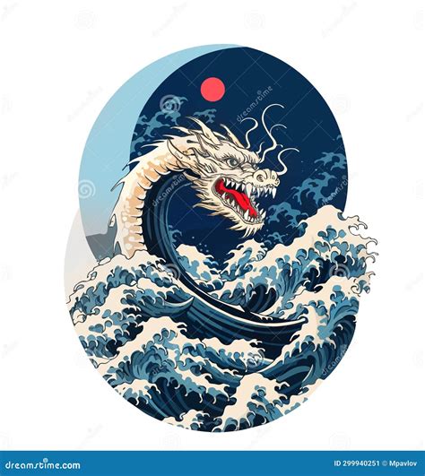 Dragon In Wave Japanese Style Stock Illustration Illustration Of Abstract Bridal 299940251