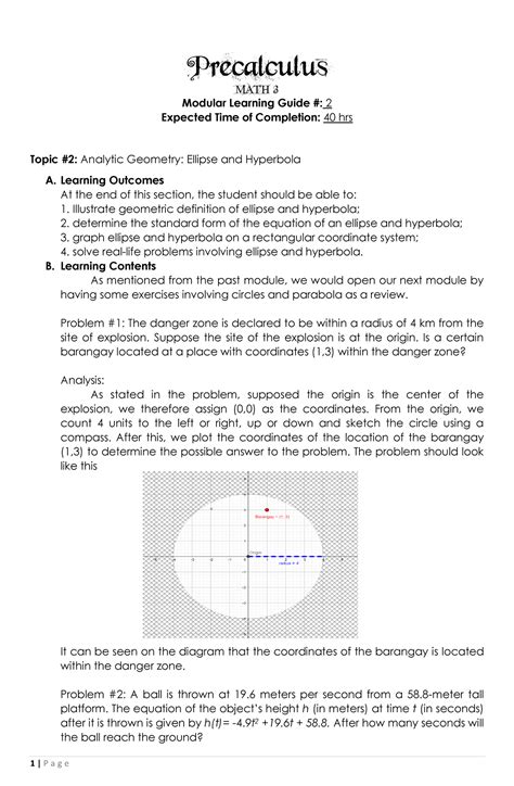 Modular Learning Guide 3 4 Math 3 Precalculus Math 3 Modular Learning
