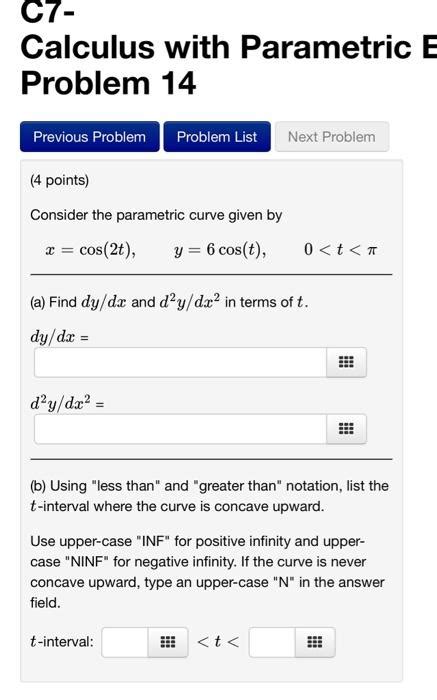 Solved Calculus With Parametric Problem 14 4 Points