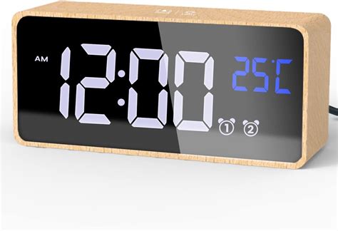 Aboveclock Digital Alarm Clock Wood Alarm Clocks Bedside With 2