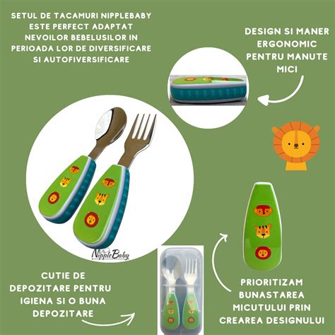 Комплект прибори за хранене вилица и лъжица с ергономична дръжка за обучение разнообразяване и