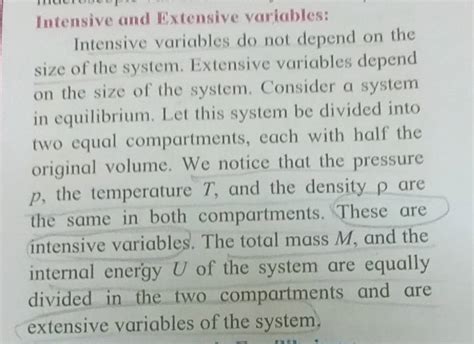 Intensive And Extensive Variables Intensive Variables Do Not Depend On T