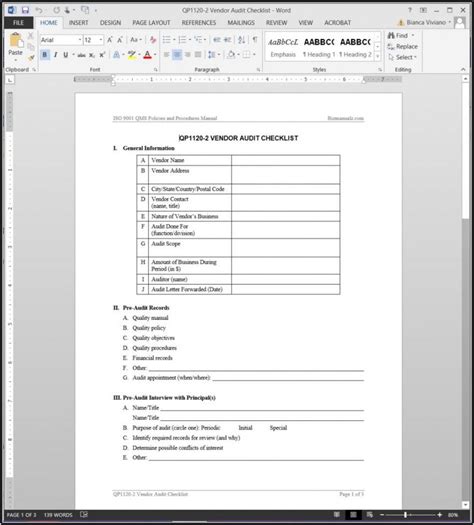 Iso 9001 Audit Checklist Template Template 2 Resume Examples Mx2WlLR96E
