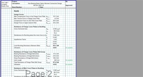 Splice Connection Design Spreadsheet Non Bearing CivilWeb Spreadsheets