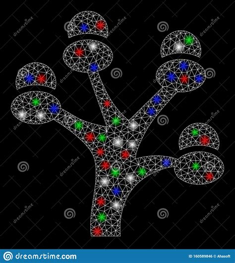 bright mesh wire frame money tree with flare spots stock vector