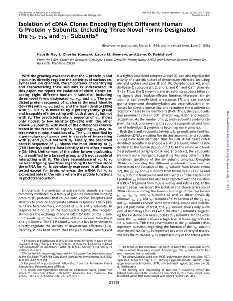 Pdf Isolation Of Cdna Clones Encoding Eight Different Human G Protein Subunits Including