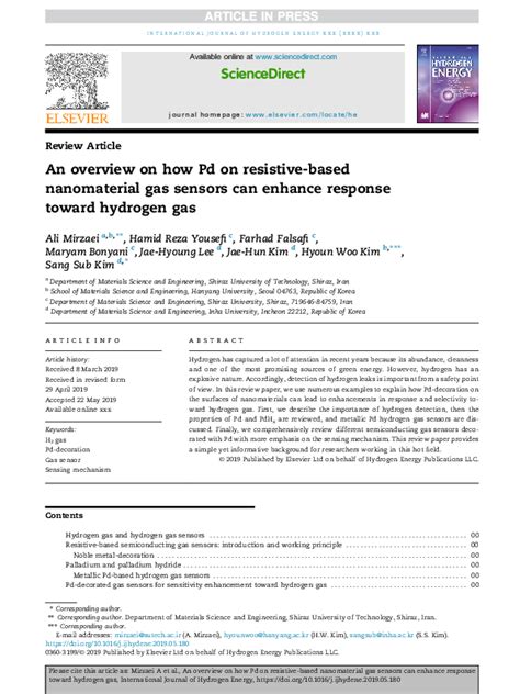 Pdf An Overview On How Pd On Resistive Based Nanomaterial Gas Sensors Can Enhance Response