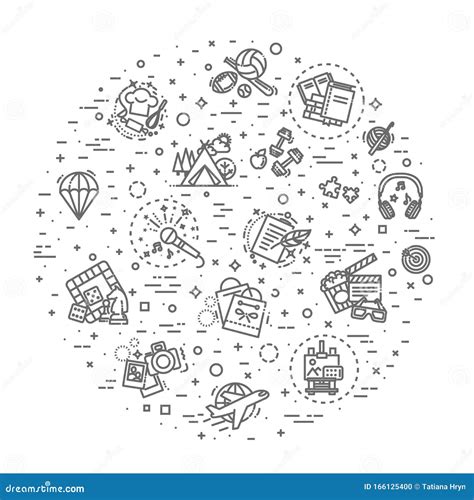 Hobbies And Interest Detailed Line Icons Set Stock Vector Illustration Of Leisure Interest