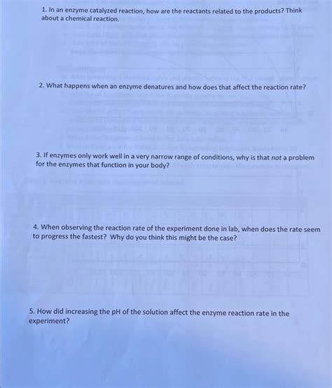 Solved 1 In An Enzyme Catalyzed Reaction How Are The