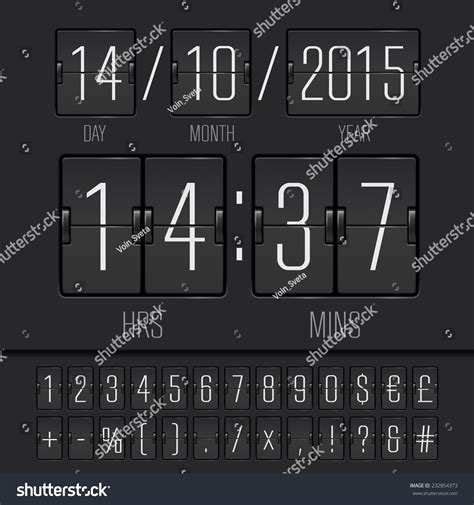 White Countdown Timer Scoreboard Numbers Vector Stock Vector Royalty