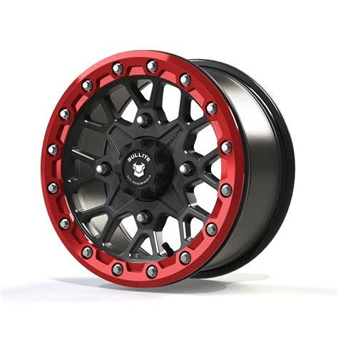 Bullite Bt 05 Utv Atv 16 Spoke Beadlock Rims 14 Gunmetal And Red For