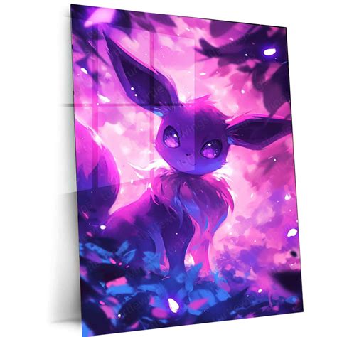 Eevee Metal Poster Pokémon Wall Art In Hd Purple And Pink Design