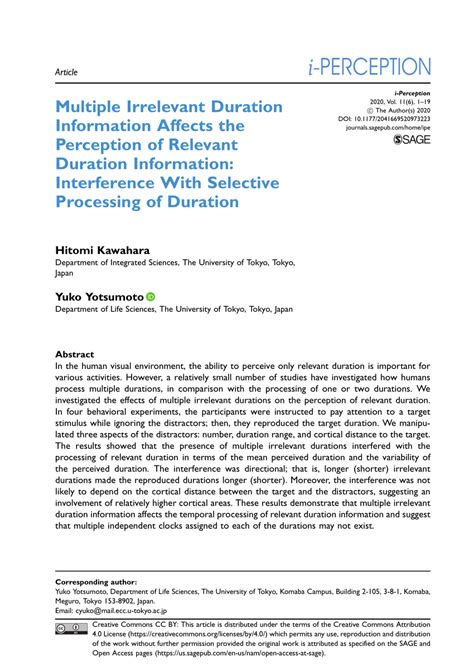 Pdf Multiple Irrelevant Duration Information Affects The Perception Of Relevant Duration