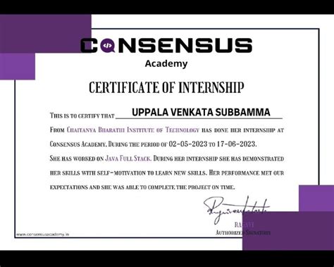 Uppala Subbamma On Linkedin Internship Java