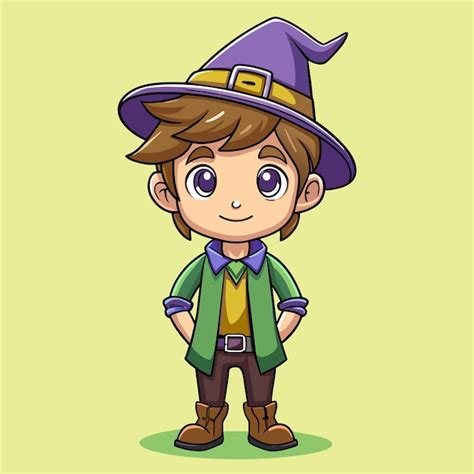 Premium Vector A Cartoon Of A Boy Wearing A Hat With A Purple Hat And A Purple Hat