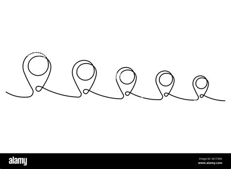 Continuous Single Line Art Drawing Of Location And Path Pointers