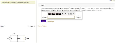 Solved The Circuit In Figure 1 Is Operating In The Sinusoidal Steady State Perta Find The