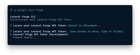 use 1password to authenticate the laravel forge cli with biometrics