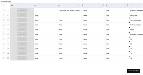 Vue Spreadsheet Forked Codesandbox