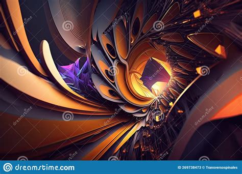Abstract Geometric Shape Background With Curve Lines Design Generative Ai Stock Illustration