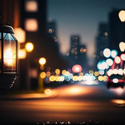 Premium Photo Night City Life With Street Lamps And Bokeh Blurred Lights Effect Vector