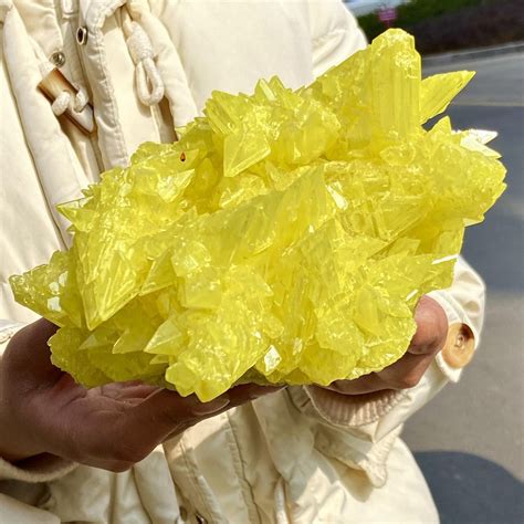 392lb Rare Yellow Sulfur Crystal Quartz Crystal Mineral Specimen Ebay