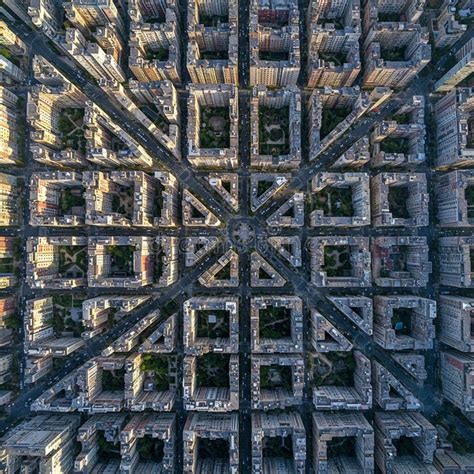 Aerial View Of A Dense Urban Grid With High Rise Buildings And