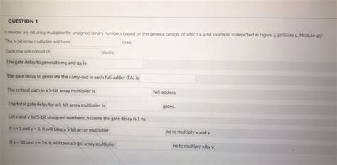 Solved Question 1 Consider A 5 Bit Array Multiplier For