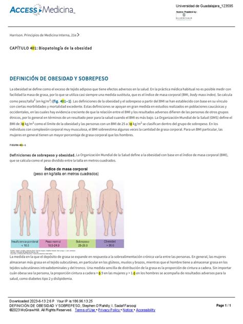 Definición De Obesidad Y Sobrepeso Pdf