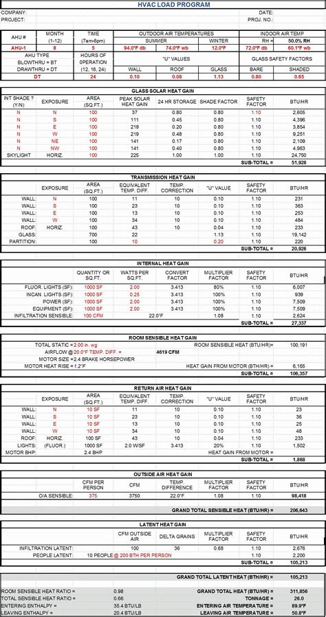 Manual J Calculation Spreadsheet Inside Manual J Calculation