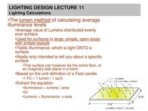 PPT LIGHTING DESIGN LECTURE March Th Lighting Calculations PowerPoint Presentation ID