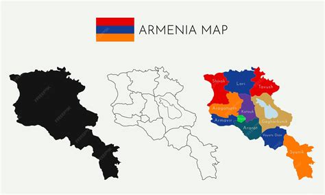 Premium Vector High Detailed Vector Map Of Armenia Borders And Names Of The Provinces