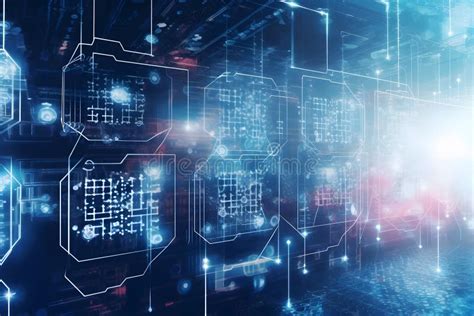 Blue Digital Cyberspace And Digital Data Network Connections Concept Neural Network Ai